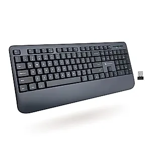 X9 Performance Ergonomic Wireless Keyboard with Wrist Rest - Comfort Meets Productivity - USB Computer Keyboard Wireless with 104 Quiet Keys and 2 Tone Finish - PC Desktop and External Laptop Keyboard