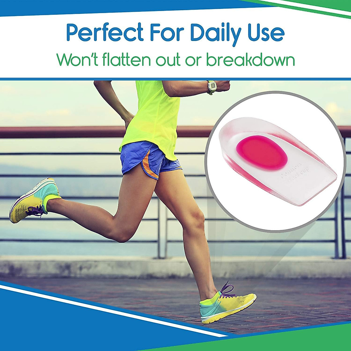 ViveSole Heel Cups for Heel Pain Relief (3 Pairs) - Gel Cushion Inserts for Heel Spur, Achilles Tendonitis, Plantar Fasciitis - Insole Pads for Shoes Women & Men - Silicone Supports, Shock Absorbing