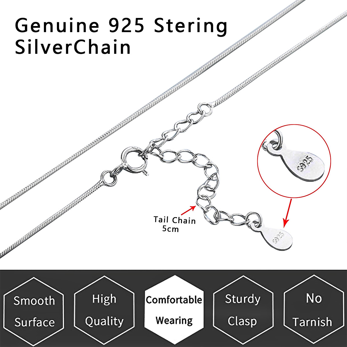 925 Sterling Silver Necklace for Women sterling silver chain with Single Pearl Pendant Necklace Snake Chains Design for Fashionable women High-end Gifts- Silver pearl necklace