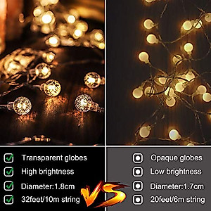 Metaku Globe Fairy Lights Battery Operated 33ft 80LED String Lights with Remote Waterproof Indoor Outdoor Hanging Decorative Christmas Lights for Home Party Patio Garden Wedding