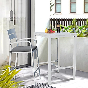 Soleil Jardin Bar Table High Top Table with All-Aluminum Frame Square Pub Table for Indoor & Outdoor Use, Easy Assembly & Low Maintenance, White