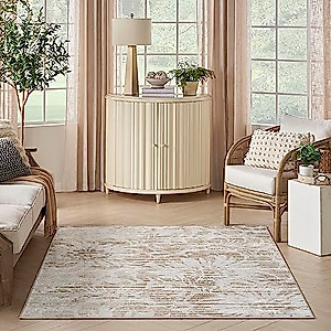 Inspire Me! Home Décor Iliana Modern Ivory Grey with Gold Accents 5'3" x 7'3" Area Rug, EasyCleaning, Non Shedding, Bed Room, Living Room, Dining Room, Kitchen (5x7)