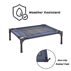Elevated Dog Bed – 24.5x18.5 Portable Bed for Pets with Non-Slip Feet – Indoor/Outdoor Dog Cot or Puppy Bed for Pets up to 25lbs by Petmaker (Blue)