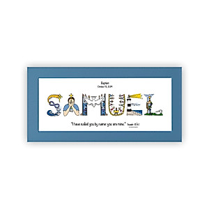 The Christian Alphabet Personalized Baptism gifts for boys 10x20 inches matted print optional frame custom baptism gift for baby boys