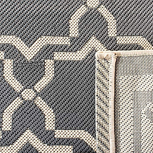 SAFAVIEH Courtyard Collection 9' x 12' Anthracite/Beige CY6916 Indoor/ Outdoor Splashproof Easy Scrubbing Patio Backyard Mudroom Area Rug