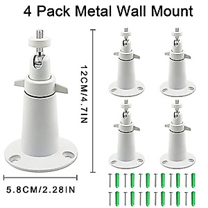 (4 Pack, Metal), BFYTN Security Camera Metal Wall/Ceiling Mount, Adjustable Indoor/Outdoor Mount Compatible with Arlo, Arlo Pro 2 3, Arlo Ultra Others -Replacement Mount for Ring Stick Up Cam Battery