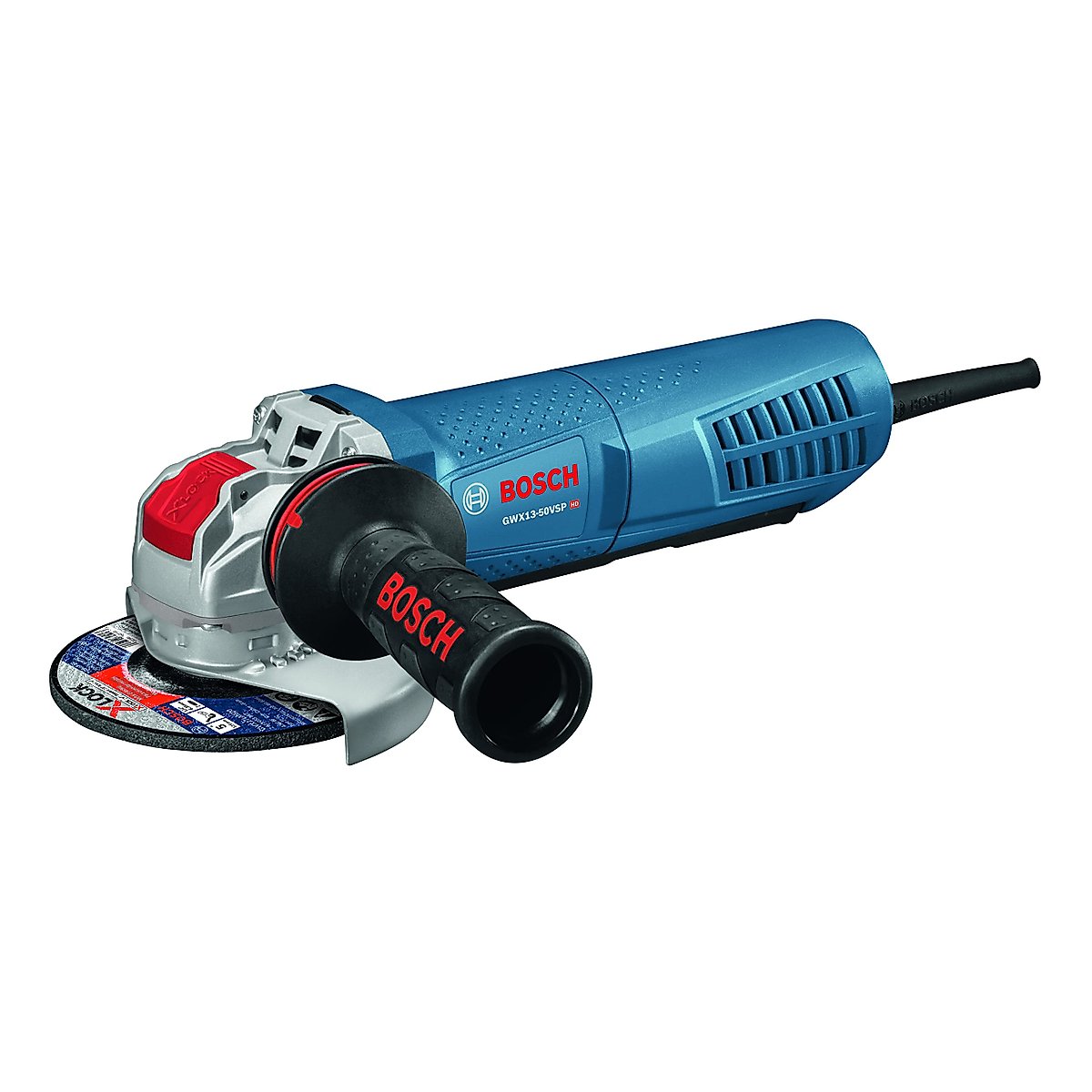 Bosch GWX13-50VSP 5 In. X-LOCK Variable-Speed Angle Grinder with Paddle Switch with Bosch MGX0500 5 In. X-LOCK Backing Pad with X-LOCK Clip - Medium Hardness