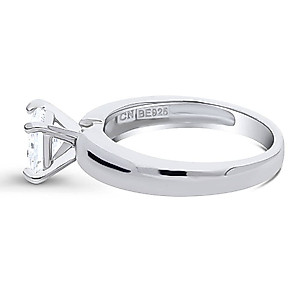 BERRICLE Sterling Silver Solitaire Wedding Engagement Rings 1.2 Carat Princess Cut Cubic Zirconia CZ Ring for Women, Rhodium Plated Size 4