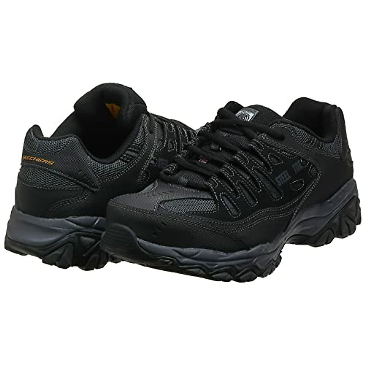 Skechers Men's Cankton Steel Toe, Black/Charcoal, 12