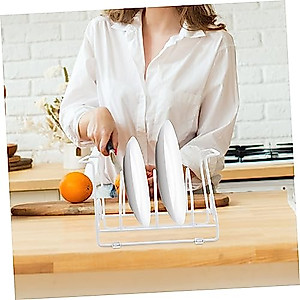 RUNROTOO Drain Rack Pan Lid Rack Plate Cup Drying Tray Pan Lids Holder Metal Stand Metal Utensil Holder Pot Lid Holder Dishes Storage Holder Dish Rack for Kitchen Counter Draining Rack Sink