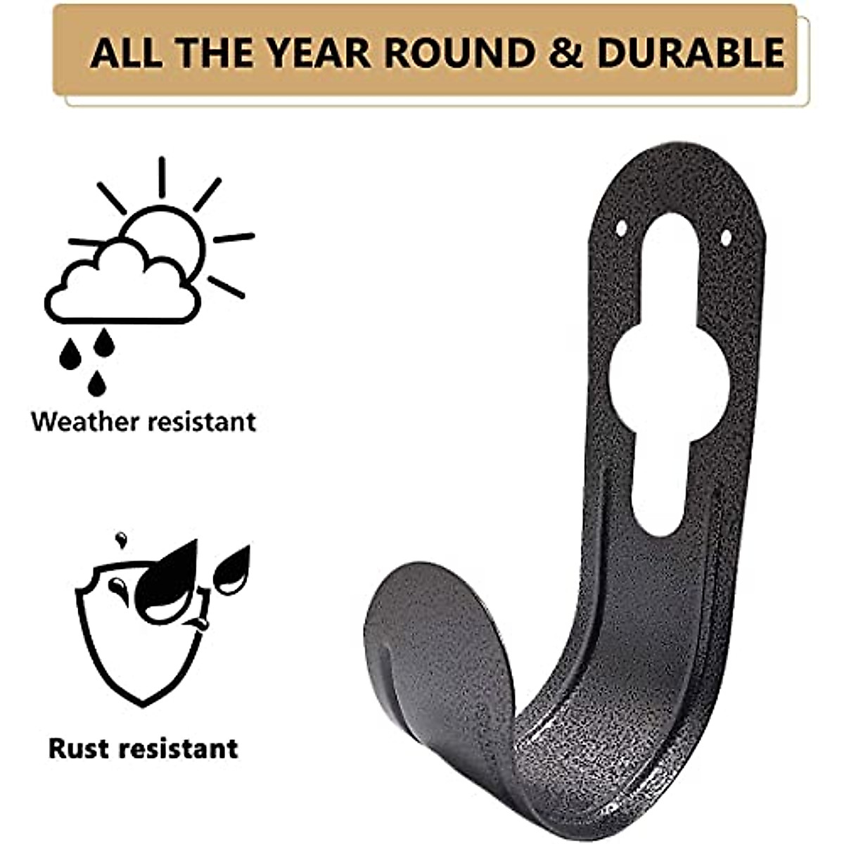 Eastrans Garden Hose Holder Wall Mounted Hold 100ft 3/4’’ Hose, Durable and Heavy Duty Rust-Free Hook Hanger for Water Hose, Keep Your Backyard Neat and Clean