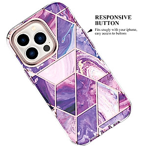 Troniker Stylish Bumper Case Designed for iPhone 13 Pro Max, Purple Marble iPhone 13 Pro Max Case for Women Girls Boys Full-Body Protective Case Cover with Built-in Screen Protector