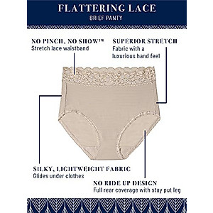 Vanity Fair Women's Flattering Lace Panties: Lightweight & Silky with Superior Stretch, Black, 9