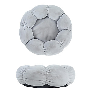 QWINEE Flower Shaped Cat Dog Bed Cat Bed Warm Soft Plush Warm Winter Nest Round Washable Non-Slip Pet Bed for Small Medium Dog Puppy Kitten Kitty Sleeping Grey S