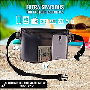 AiRunTech Waterproof Pouch | Way to Keep Your Phone and Valuables Safe and Dry | for Boating Swimming Snorkeling Kayaking Beach Pool Water Parks (2 Phone Cases(Clear) + 2 Fanny Packs(Black+Gray))