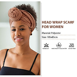 SATINIOR 4 Pieces Head Wrap Scarf Stretch Turban for Women Long Hair Scarf Wrap Soft Head Band Tie African Head Wraps, Medium