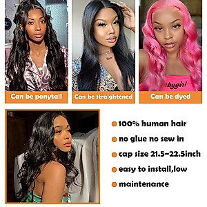 FASCARA 13x4 Body Wave Lace Front Wigs Human Hair Pre Plucked 180% Density HD Transparent Lace Frontal Wigs Human Hair for Women 9A Glueless Wigs Human Hair with Baby Hair 18Inch Natural Color