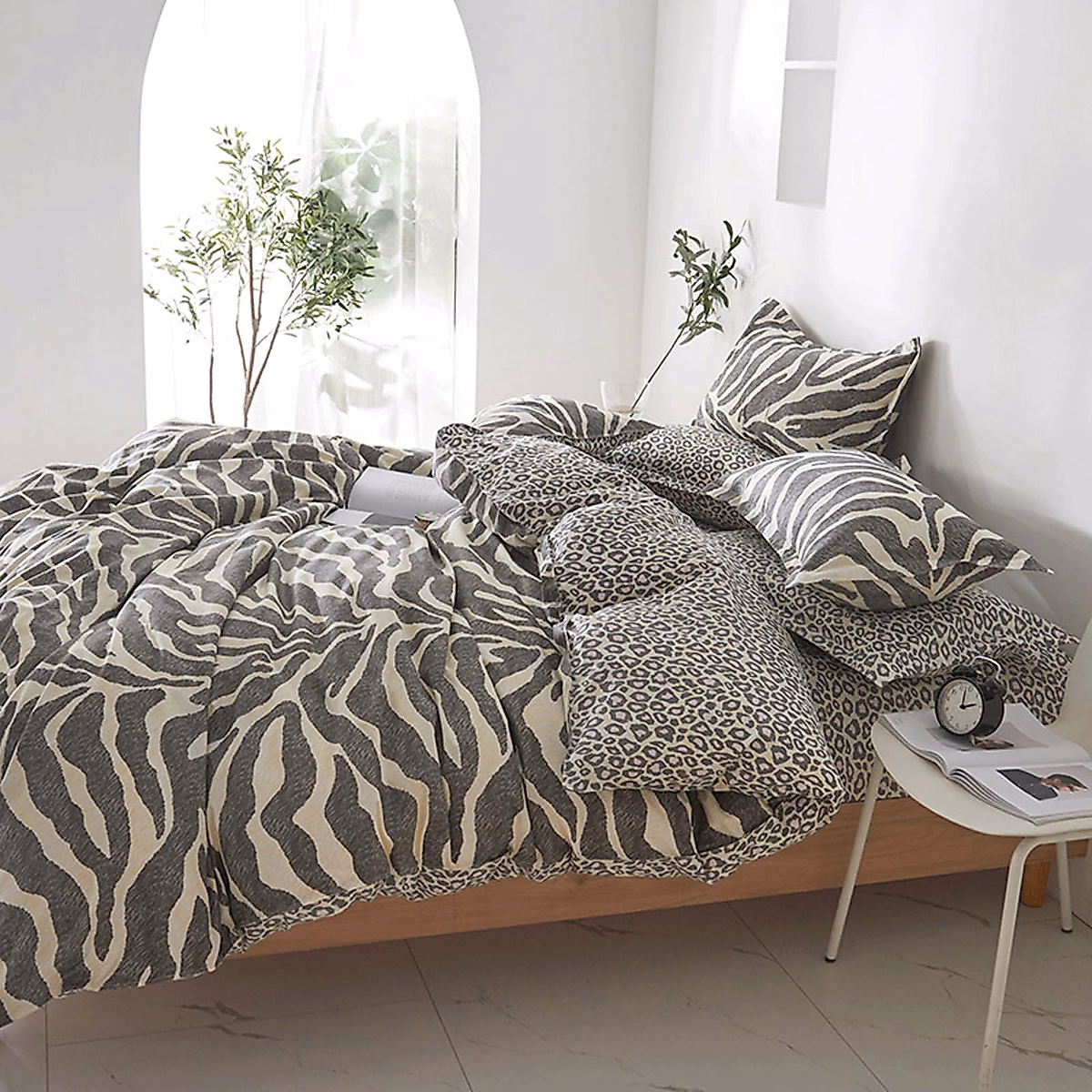 BUniq Duvet Cover 3 Pieces Queen King Full Twin Size with Zipper Closure, 4 Ties(1 Quilt Cover 2 Pillowcases)(Queen,002)