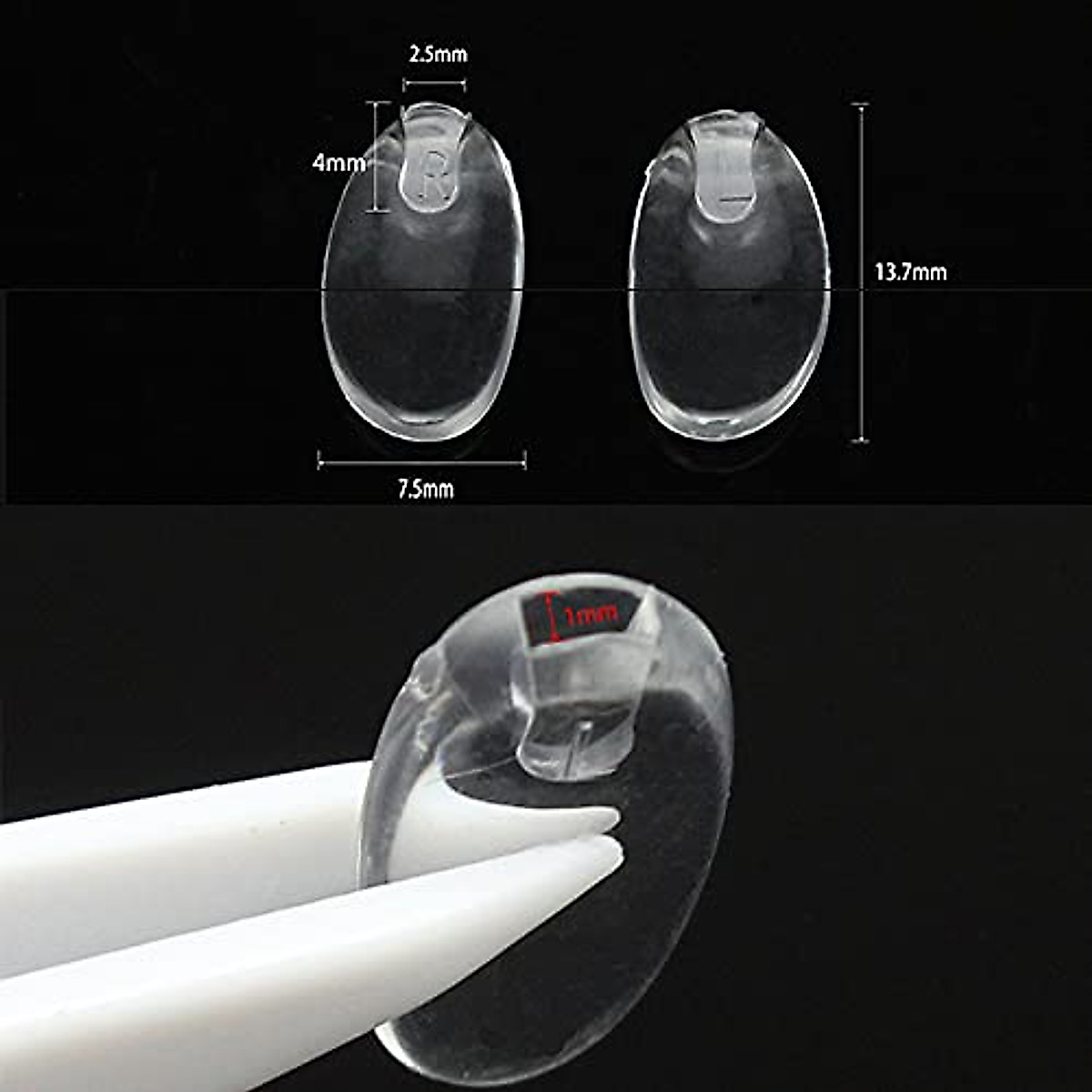 Eyeglass Nose Pads 2Pairs Anti-Slip Soft Silicone Glasses Nose Pieces Push in Pushin Replacement for Silhouette Frameless Glasses Eyeglasses Sunglasses