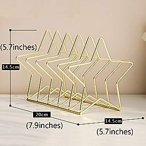 Storage Newspaper Baskets Magazine Rack Bookshelf Mask Box Large Capacity Desktop Rack Wrought Iron Golden Five-Pointed Star Rack (Color : Gold, Size : 2014.514.5cm)