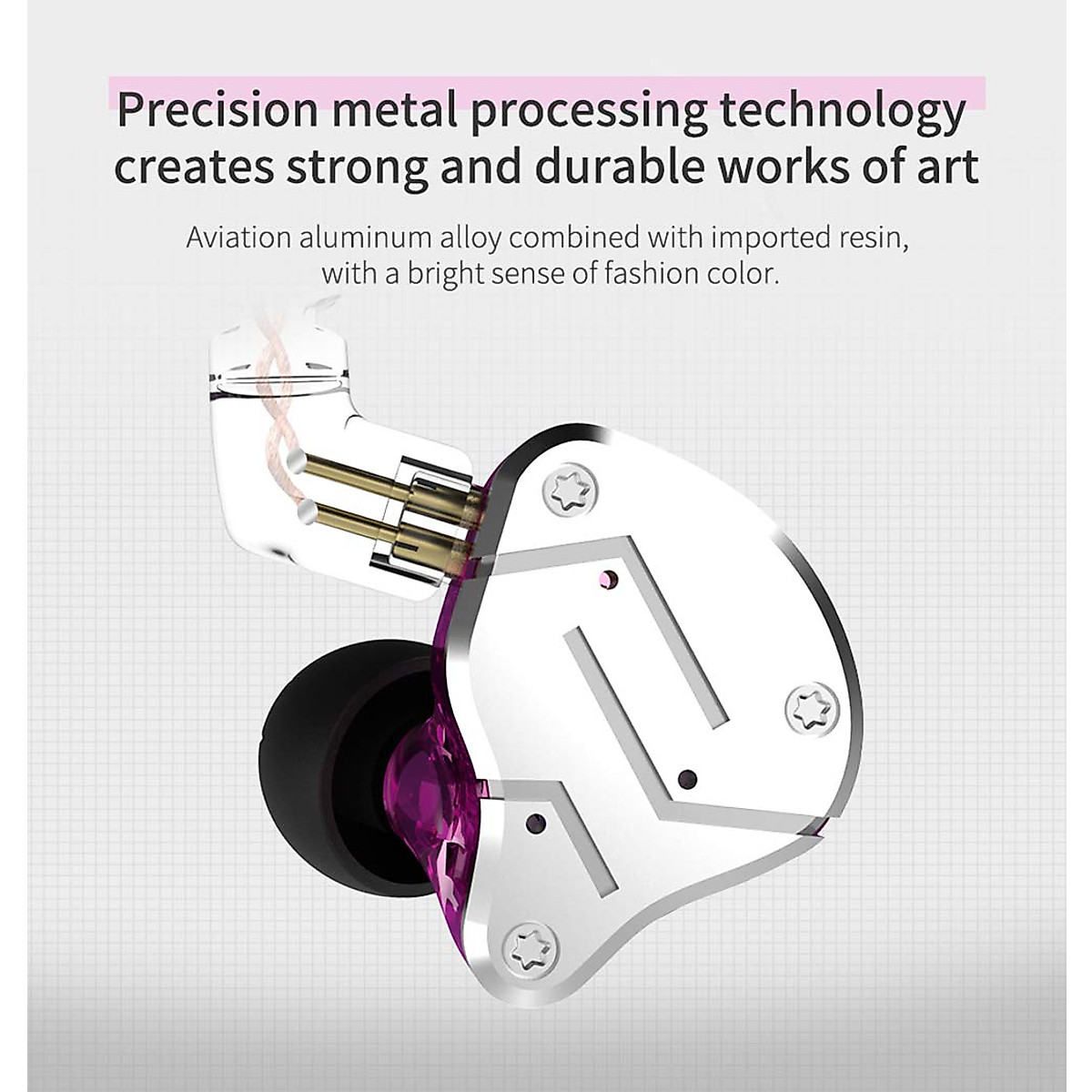 KZ ZSN Hybrid Driver IEM Detachable Tangle-Free Cable Musicians (Black Cyan)