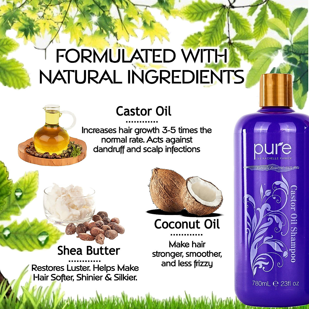 Ultra Volumizing, Growth Stimulating Organic Castor Oil Shampoo and Conditioner Set. Huge 26.5 oz Shampoo Conditioner Combination Pack to Strengthen, Grow and Restore.