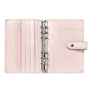 Filofax Malden Organizer, Personal Size, Pink - Tactile, Full-Grain Buffalo Leather, Six Rings, with Cotton Cream Week-to-View Calendar Diary, Multilingual, 2024 (C022616-24)