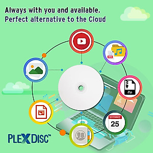 PlexDisc CD-R 700MB 52X White Inkjet Hub Printable Recordable Media - 100pk Blank CDs for Burning Music, Data, Photos, CDR Discs, Writable CD, Empty CD-R, (No Container) FFB