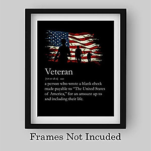 "Definition of a United States Veteran"-American Military Wall Art -8 x 10" Patriotic USA Flag Print-Ready to Frame. Home-Office-Garage-Bar-Shop Decor. Great Gift of Gratitude for Military-Veterans!
