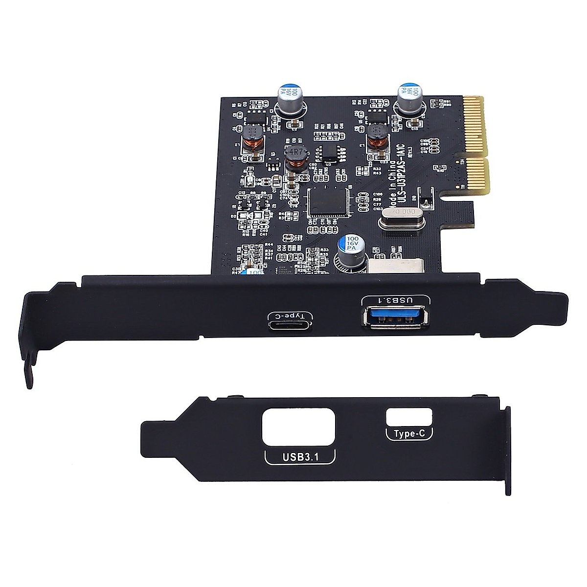TOTOVIN PCI-E PCI Express to USB 3.1 Gen 2 (10 Gbps) Type A+Type C Expansion Card Asmedia Chipset for Windows 7/8/8.1/10/Linux Kernel (Type A+Type C)