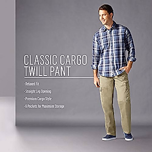 Wrangler Authentics Men's Twill Relaxed Fit Cargo Pant (Logan), Navy Ripstop, 40W x 29L