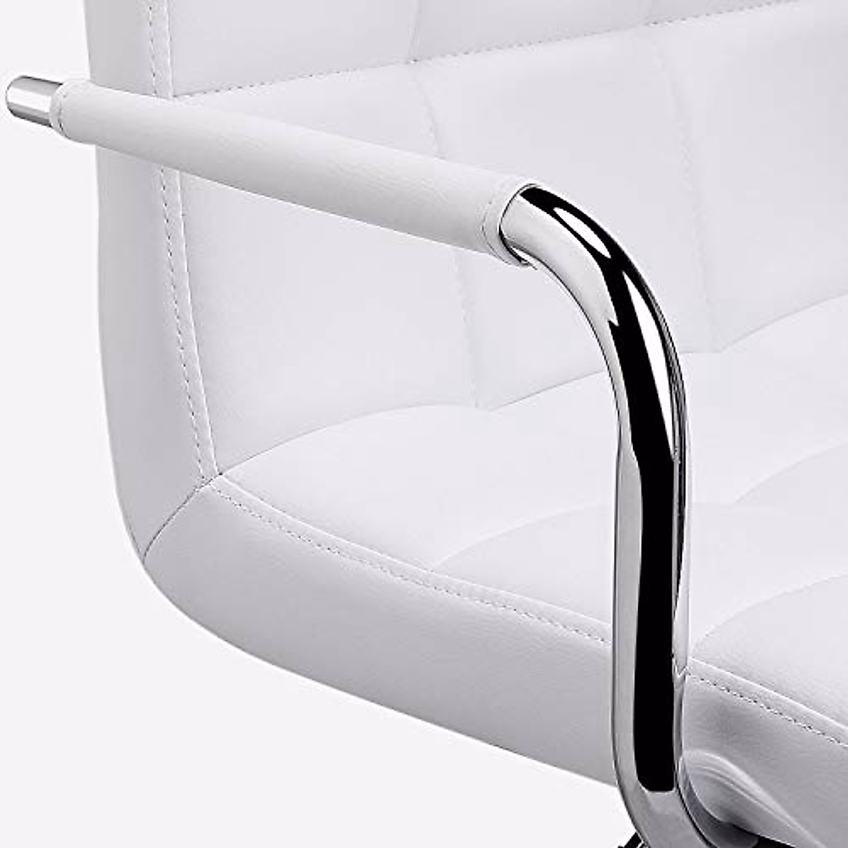 Yaheetech Tall Bar Stools Set of 2 Modern Square PU Leather Adjustable BarStools Counter Height Stools with Arms and Back Bar Chairs 360 Swivel Stool White