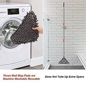 Wall Mop Wall Cleaner with 85 Inch ​Long Handle, 360° Rotating Microfiber Dust Mop, Skirting Cleaning Tool Ceiling Gasket Window Cleaning Kit with 6 Replacement Pads and 25" to 85" Extension Pole
