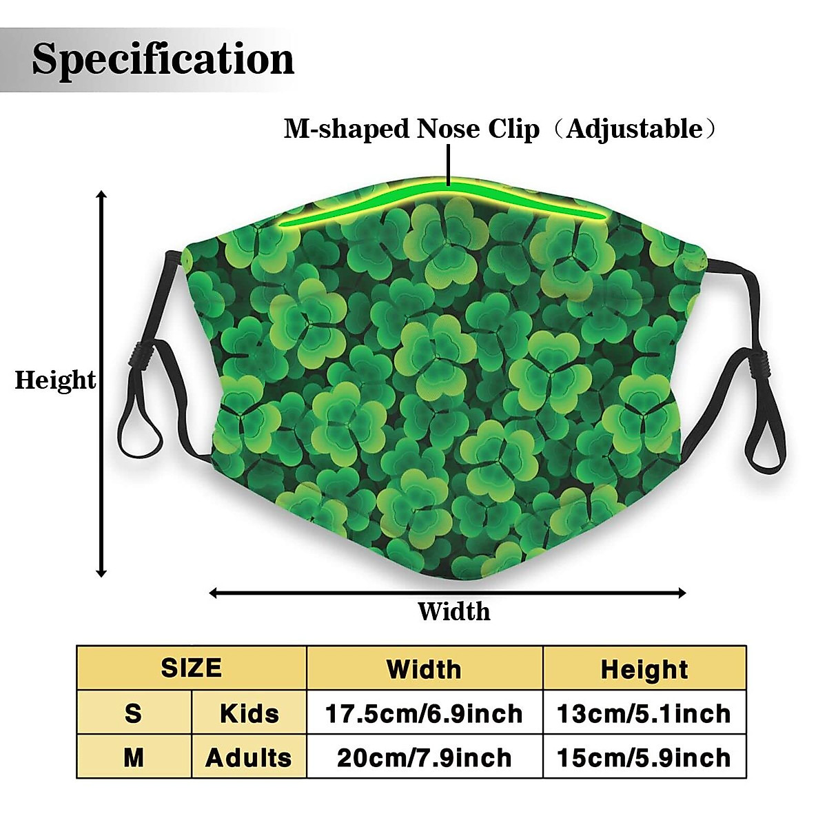 Shamrock Face Mask St. Patrick's Day Masks Washable Cloth Mask Reusable Breathable Cloth Irish National Day Fashionable Green Masks for Adults 3 PCS