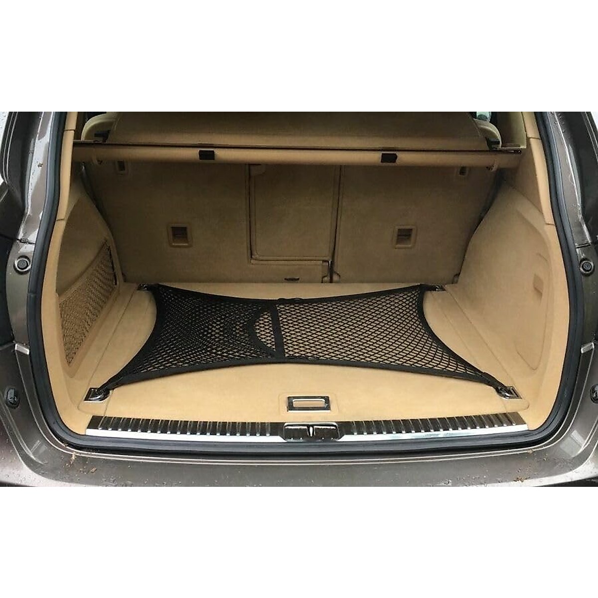 EACCESSORIES EA Trunk Organizer Cargo Net for Porsche Cayenne 2011-2023 - Floor Style Cargo Net for SUV - Premium Mesh Elastic Car Trunk Organizer Vehicle Carrier Storage - Compatible with Cayenne