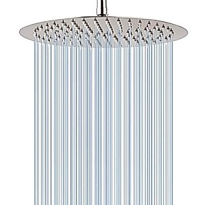 GGStudy Round 12 Inch Stainless Steel Shower Head - Rain Style Shower Head Brushed Nickel