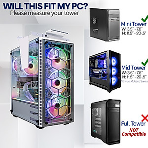 VIVO Adjustable Under Desk and Wall Mount for PC 3.5 - 7.8 inches Wide, Computer Case CPU Holder with Swivel and Secure Locking, White, MOUNT-PC01W