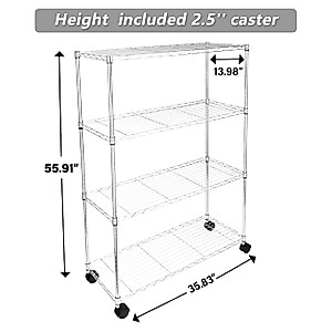 Miibox 4-Tier Heavy Duty Storage Shelving Unit 1000Lb Capacity,Chrome,36Lx14Wx55.91H inch