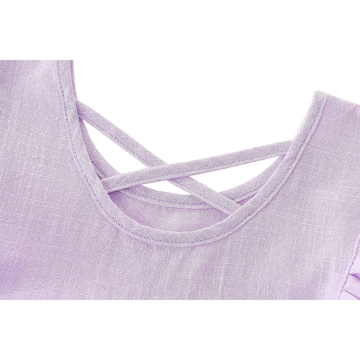 GSVIBK Baby Girls Linen Cotton Dress Halter Flutter Sleeve Casual Dress Toddler Girl Ruffle Sleeve Dress 686 Lavender 90