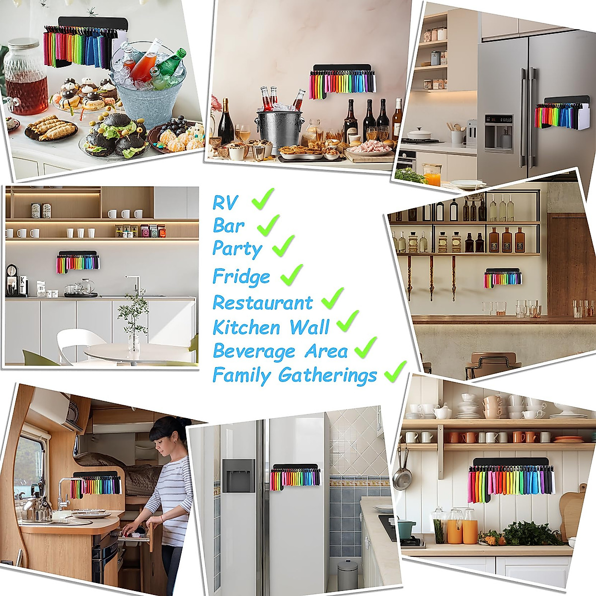 RESOVO Can Cooler Sleeves Holder Magnetic for Fridge, Beer Sleeves Dispenser Organizer for Storage w/ 25 Hooks, with Screws for Wall Mounted