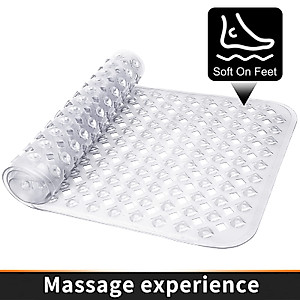 Yimobra Original Bath Tub and Shower Mat 27.5 X 15.5 Inches, Non-Slip with Drain Holes, Suction Cups, Machine Washable, Phthalate Free, No Latex, No BPA, Clear