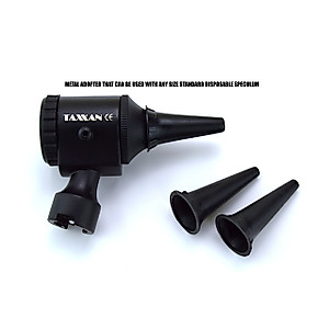 TAXXAN Veterinary Black Otoscope ENT Diagnostic Set with Metal Adapter to USE Standard Disposable Speculum …