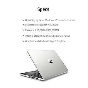 HP 14" HD AMD Ryzen 3 3.5GHz 4GB 128GB SSD Radeon Vega 3 Webcam Windows 10 Laptop