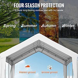 Happybuy 10 x 20 ft Carport Car Canopy, Heavy Duty Garage Shelter with 8 Legs, Car Garage Tent for Outdoor Party, Birthday, Garden, Boats, Adjustable Peak Height from 8.3 ft to 10 ft