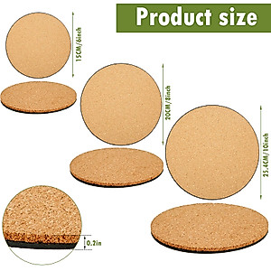 6 Pieces Cork Plant Mat Plastic Plant Mat Round Plate Pad for Garden, Courtyard, Pot Mat, Indoor Outdoor and DIY Craft Project (4 Inches, 6 Inches, 8 Inches)