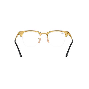 Ray-Ban RX3716VM Clubmaster Metal Square Prescription Eyeglass Frames, Black On Arista/Demo Lens, 50 mm