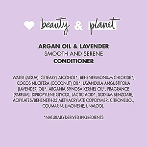 Love Beauty and Planet Smooth and Serene Dry Hair Conditioner Argan Oil & Lavender for Frizz Control Paraben Free, Silicone Free and Vegan Dry Hair Treatment 32.3 oz