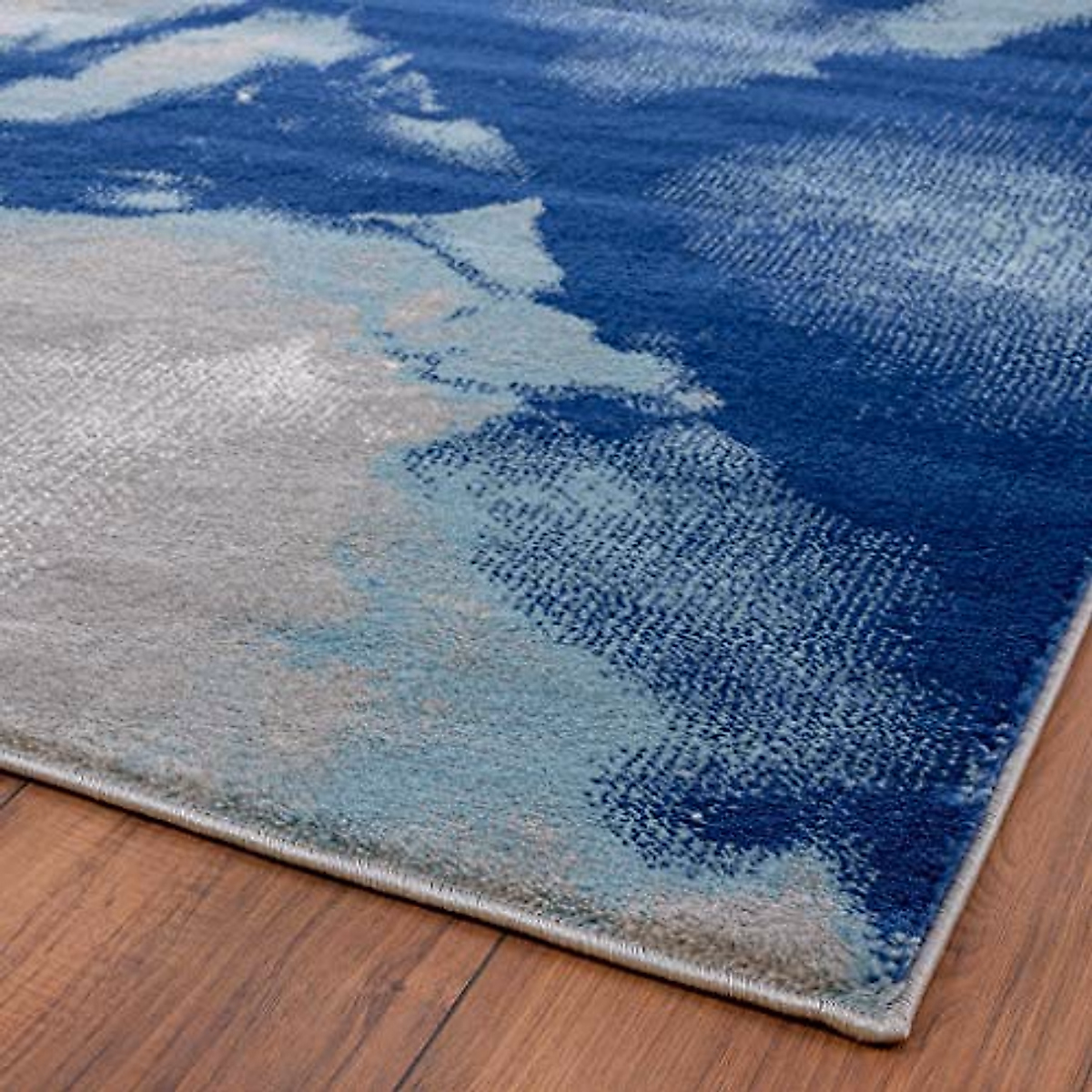 LUXE WEAVERS Victoria Collection 9163 Blue Modern Abstract Watercolor Stain Resistant Area Rug 5x7