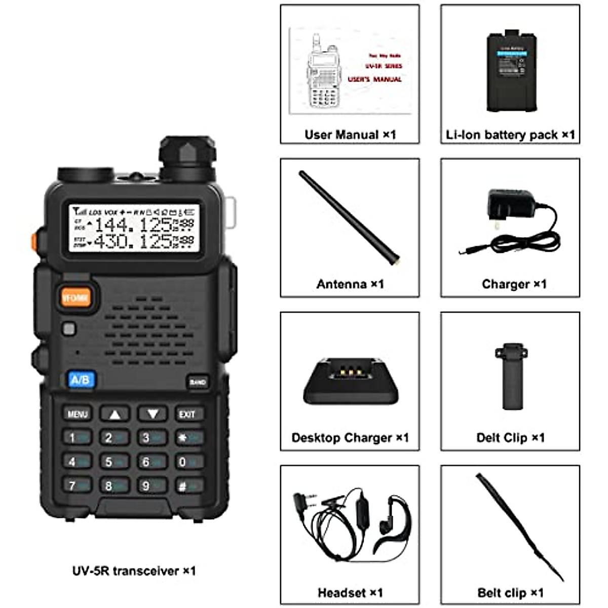 BAOFENG UV-5R Dual Band Two Way Radio (Black), 144-148MHz & 420-450MHz
