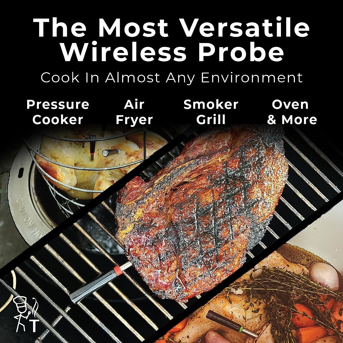 Tappecue AirProbe Deluxe Bundle - Smart WiFi and Wireless Meat Thermometer for Cooking, Internet Enabled Cloud Storage & Alarm, Works with Android & iOS Apps